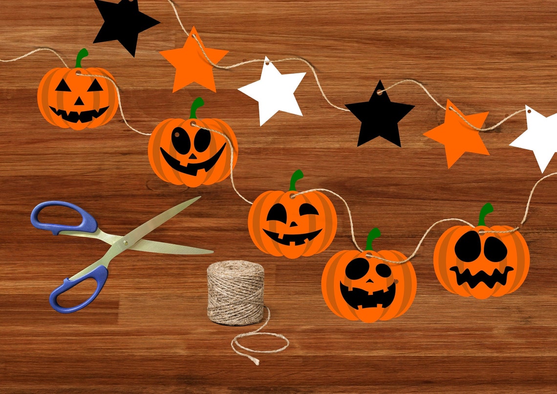 Printable Halloween Garland Decoration ~ Pumpkin Bunting Halloween ...