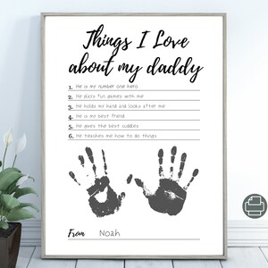 Fathers Day Handprint Keepsake Gift, Reasons I Love Daddy, Personalized ...