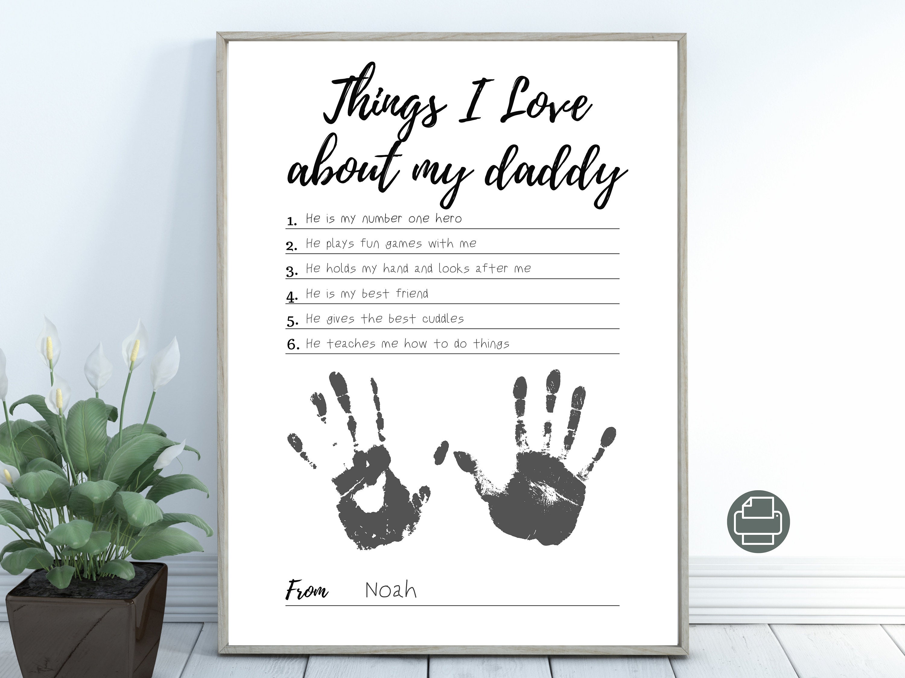 Fathers Day Handprint Keepsake Gift, Reasons I Love Daddy, Personalized ...