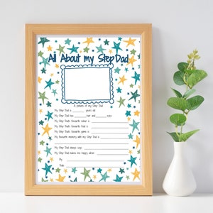 All About My Step Dad Printable Fathers Day Gift. Reasons I Love My ...