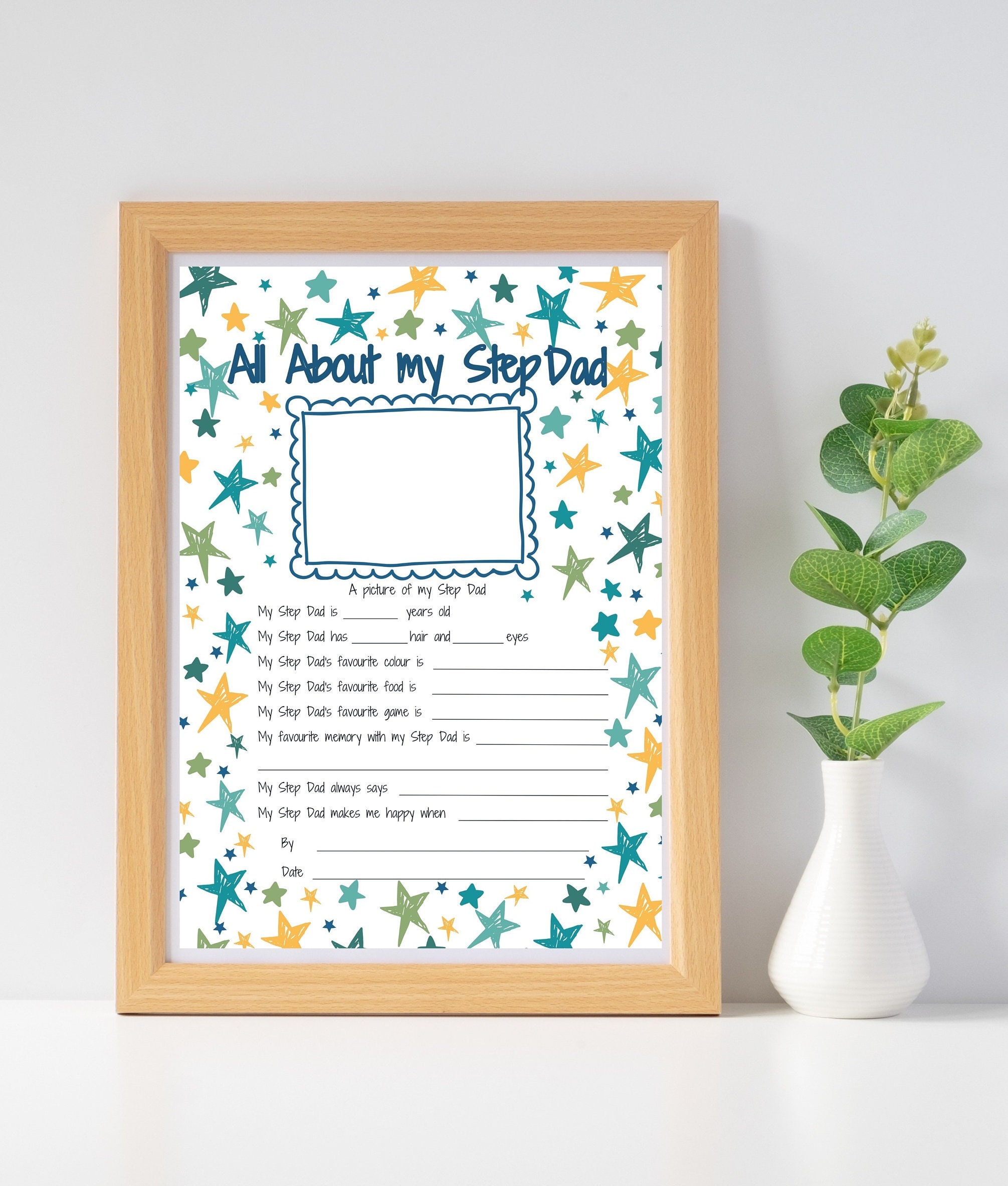 All About My Step Dad Printable Fathers Day Gift. Reasons I Love My ...