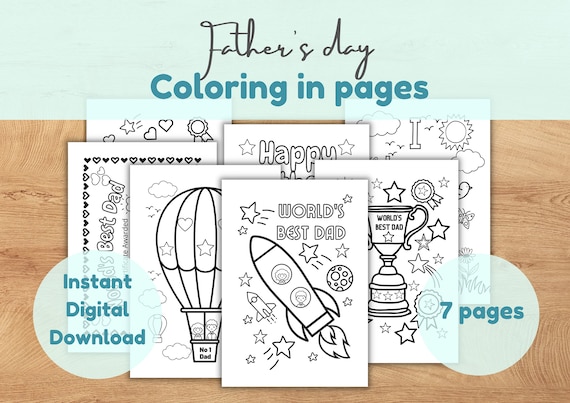 Printable Father's Day Activity Coloring in Pages - Etsy