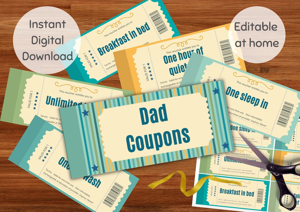 Editable Gift Coupon for Dad Fathers Day Gift Gift Voucher - Etsy UK