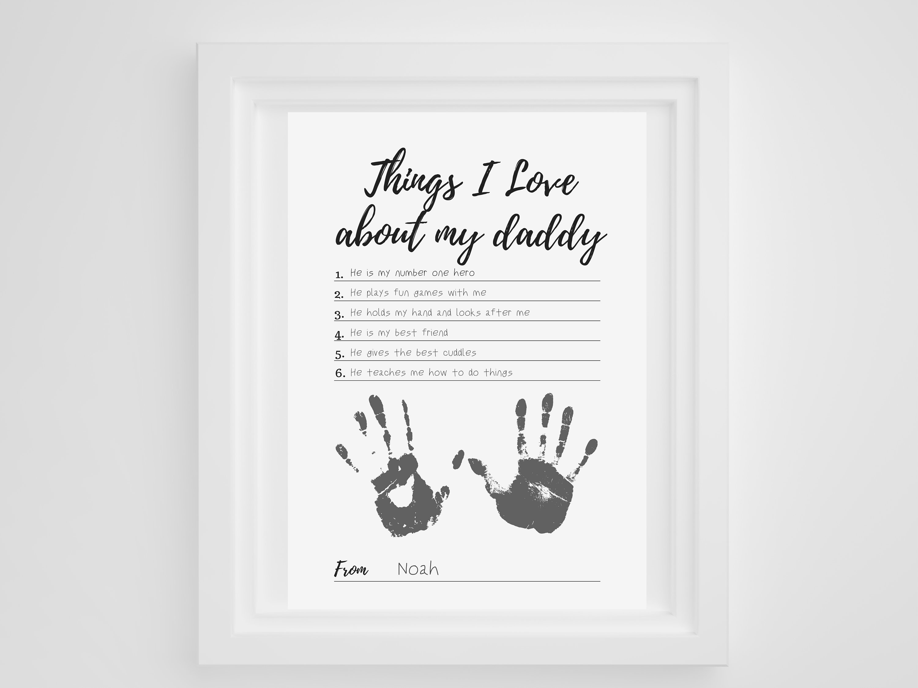Fathers Day Handprint Keepsake Gift, Reasons I Love Daddy, Personalized ...
