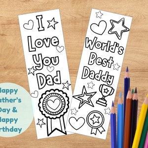 Printable Father's Day Coloring Bookmarks Craft Activity Gift Idea for ...