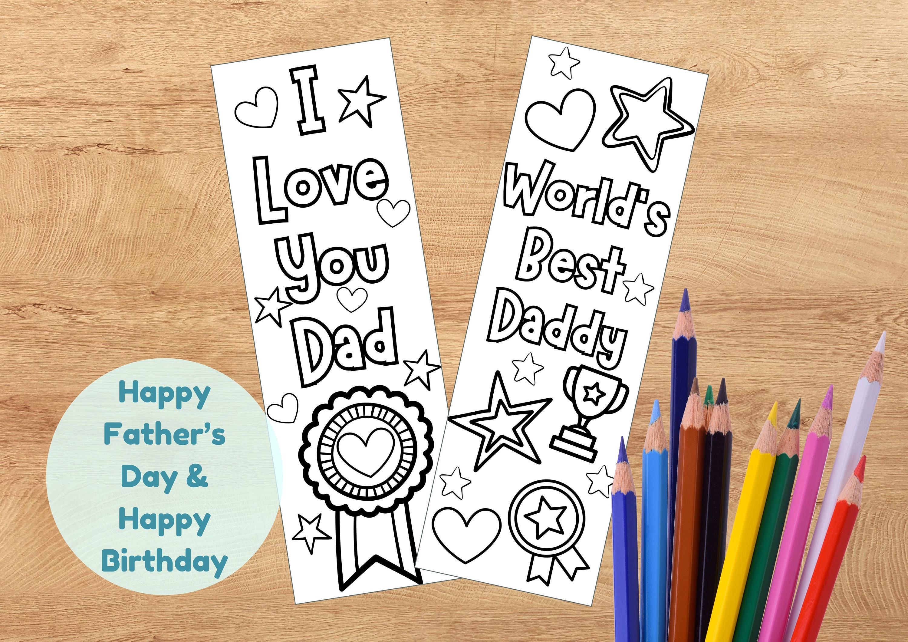 Printable Father's Day Coloring Bookmarks Craft Activity Gift Idea for ...