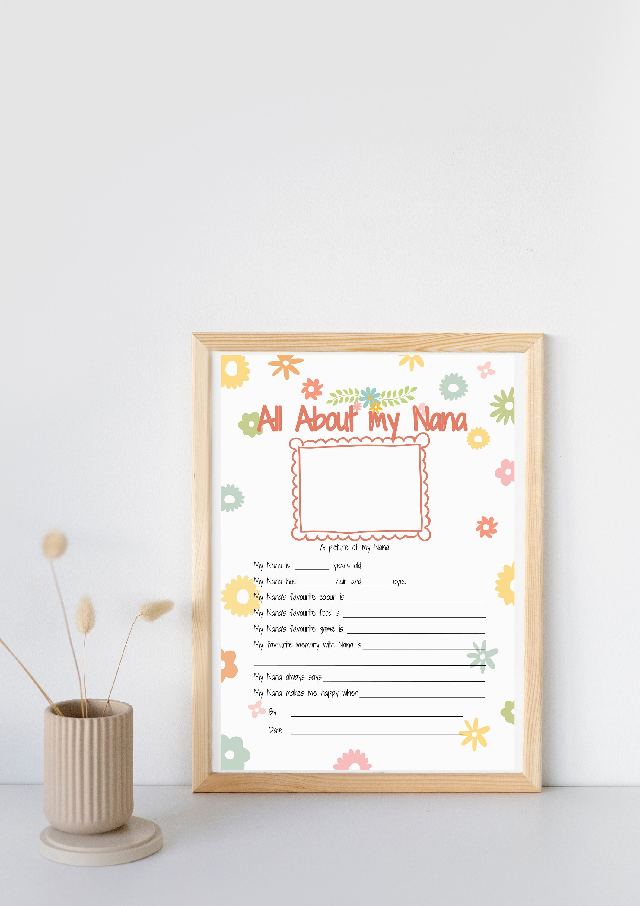 All About My Nana Printable Mothers Day Gift. Reasons I Love My Nana ...