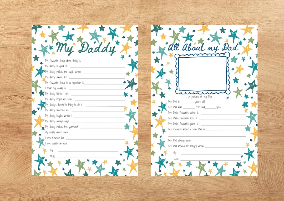 Printable Fathers Day Activity~ About My Daddy~ Idea for Fathers Day ...