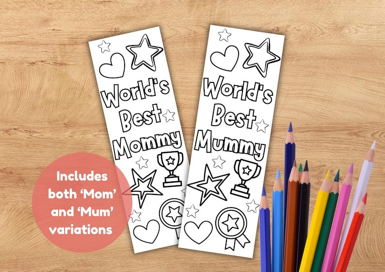 Printable Mother's Day Coloring Bookmarks Craft Activity Gift Idea for ...