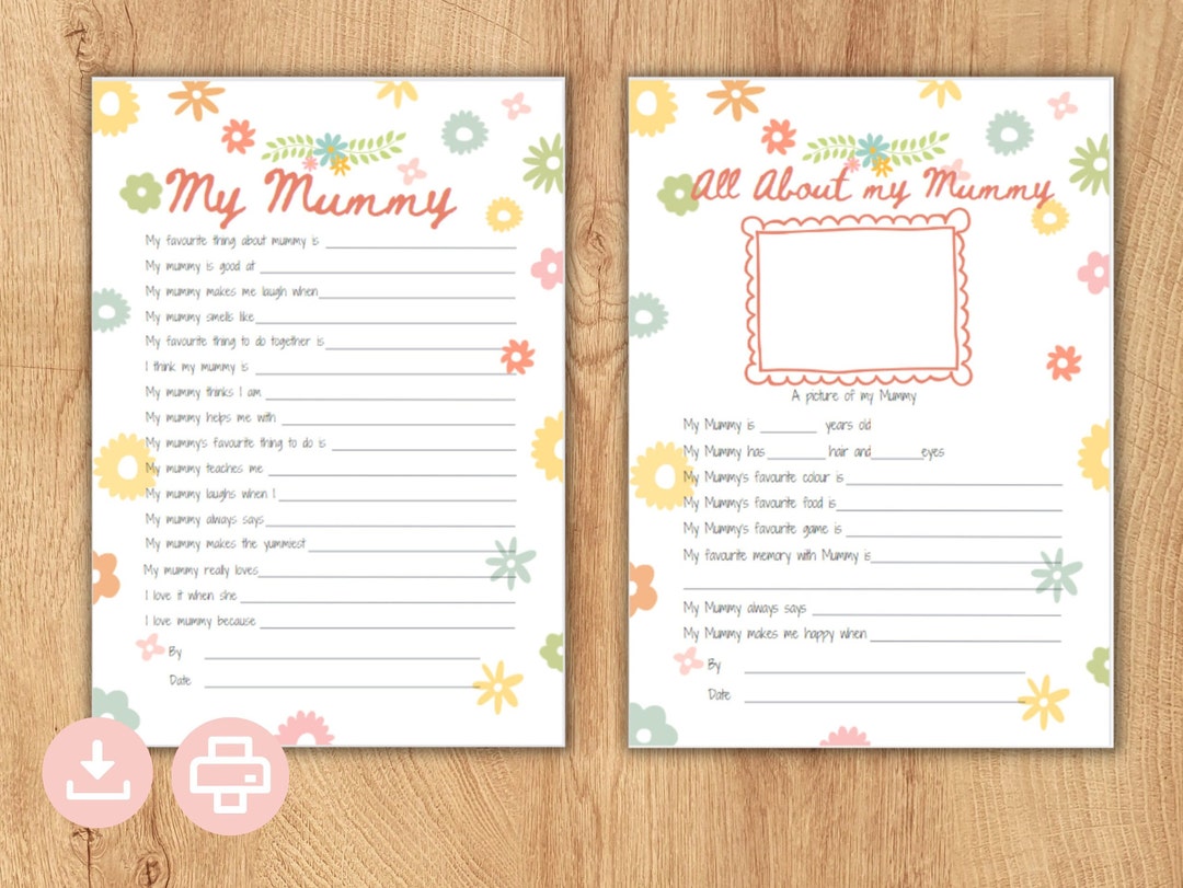 Reasons I Love Mummy Printable Keepsake Gift Idea. Mothers Day Activity ...