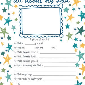 Printable Fathers Day Activity About My Daddy Idea for - Etsy