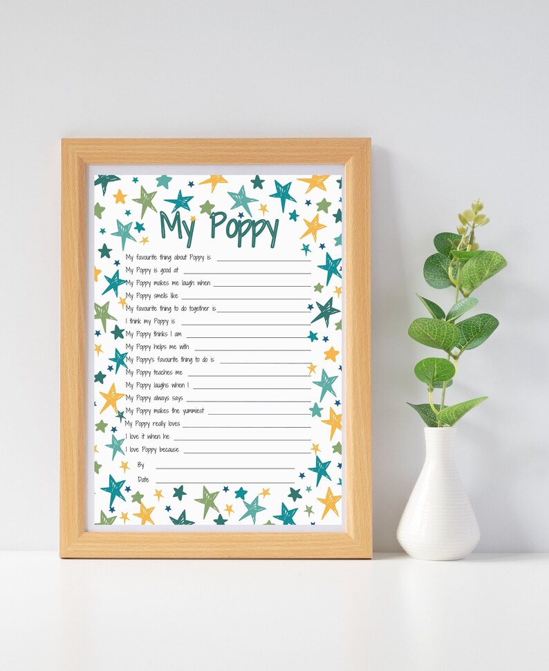 All About My Poppy Printable Fathers Day Gift Idea. Reasons I Love ...