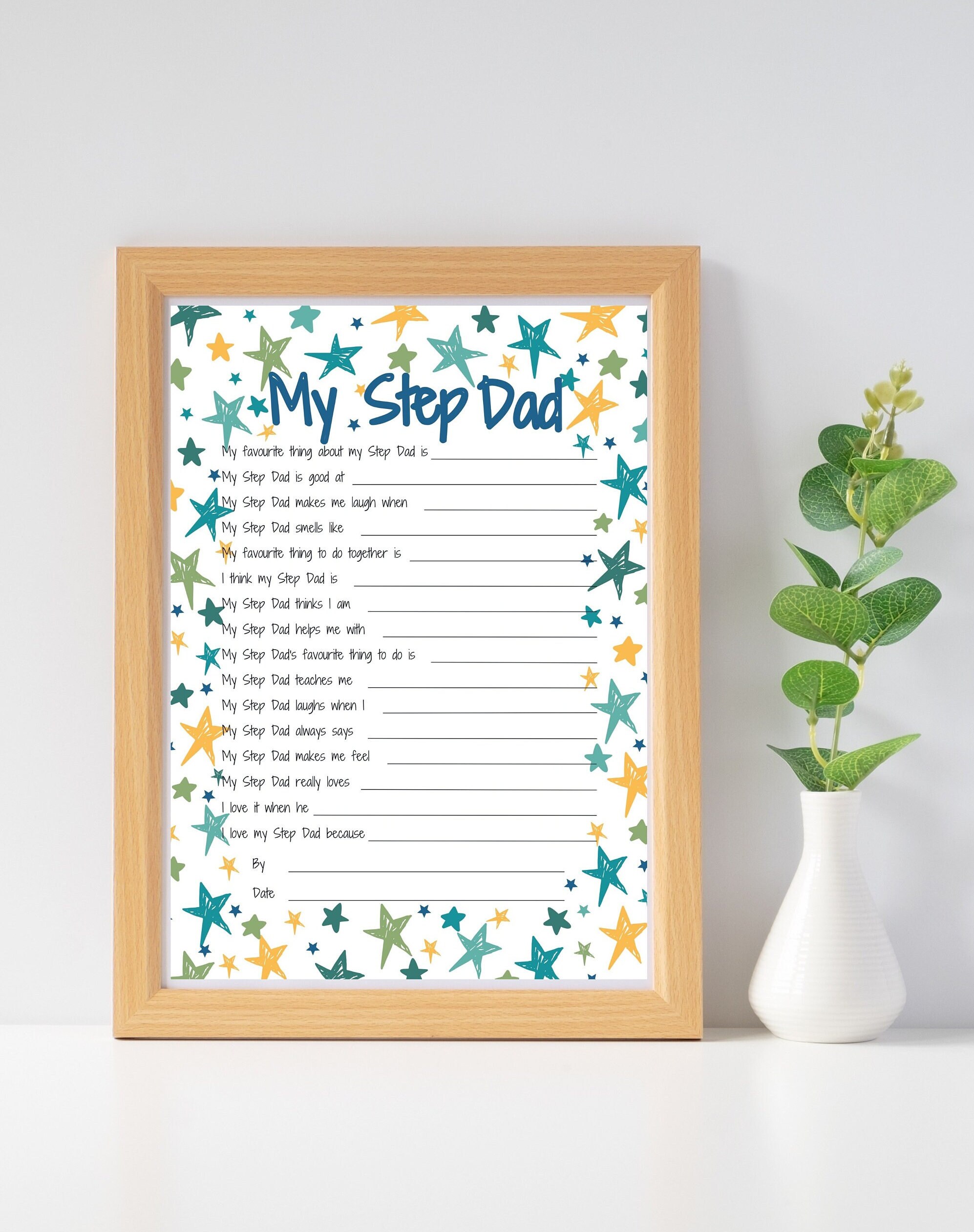 All About My Step Dad Printable Fathers Day Gift Idea. Reasons I Love ...
