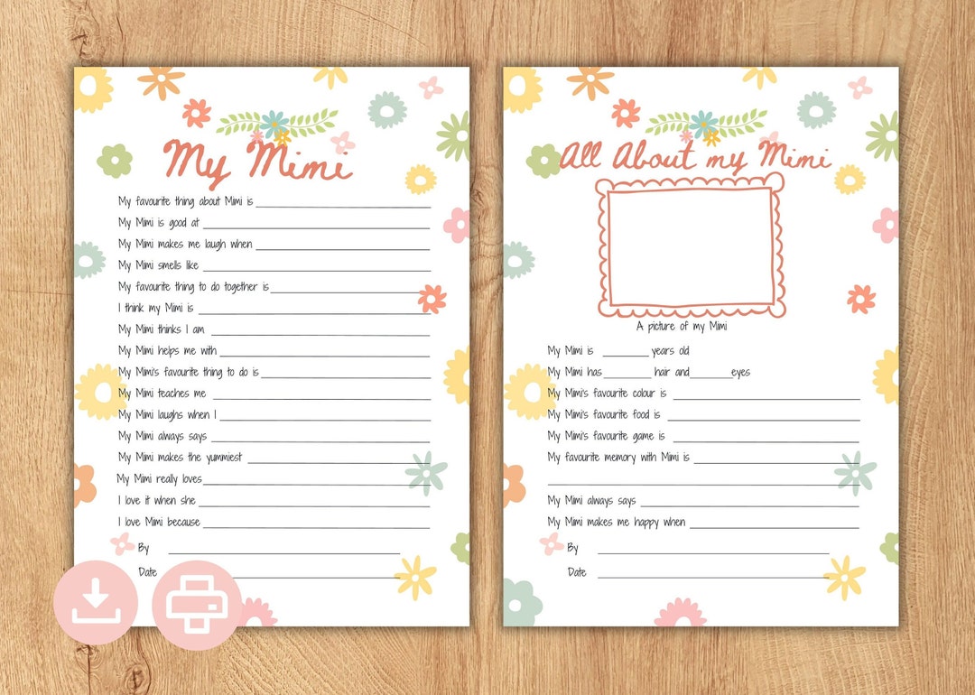Reasons I Love Mimi Printable Keepsake Gift Idea. Mothers Day Activity ...
