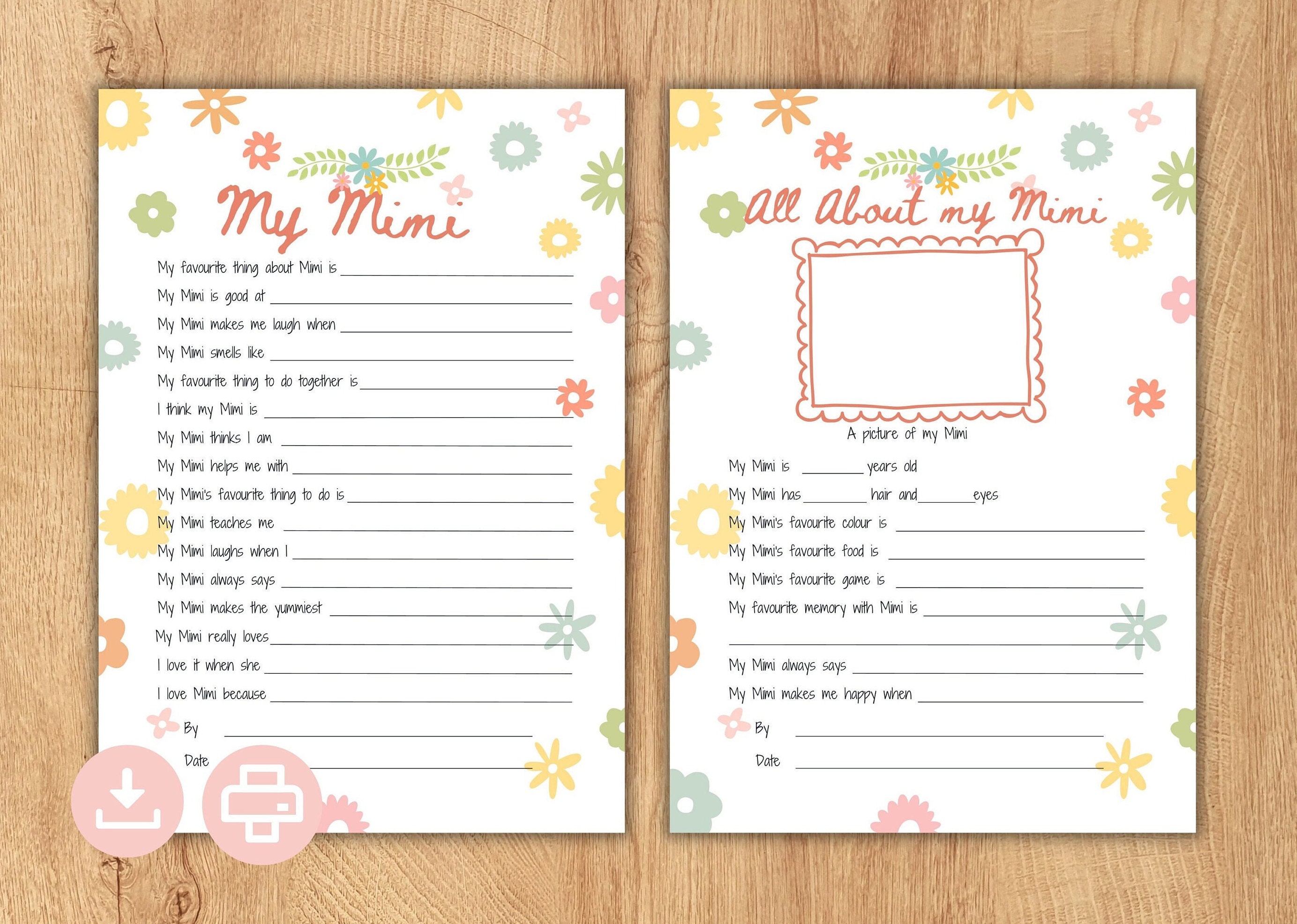 Reasons I Love Mimi Printable Keepsake Gift Idea. Mothers Day Activity ...