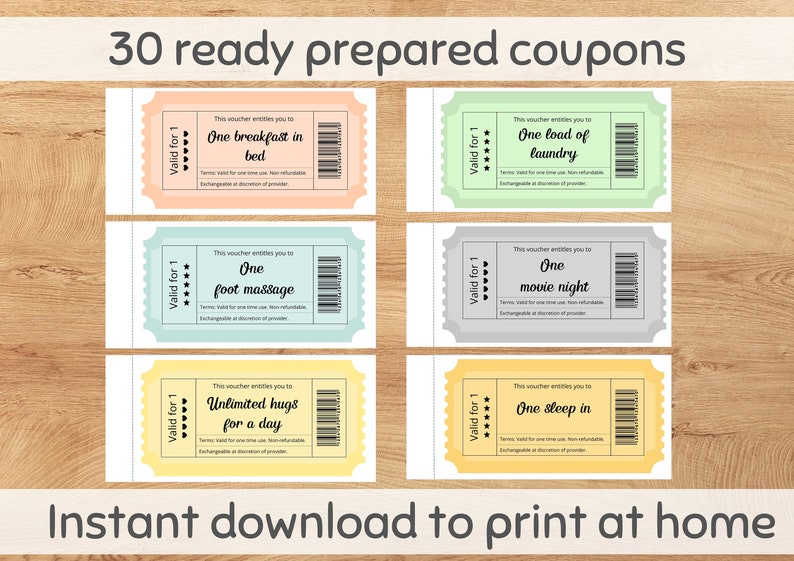 Printable Mother's Day Coupons and Love Vouchers Bundle Mothers Day ...