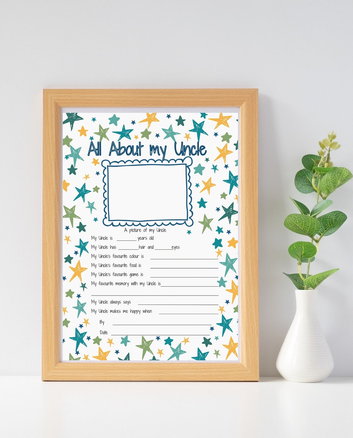 All About My Uncle Printable Fathers Day Gift. Reasons I Love My Uncle ...