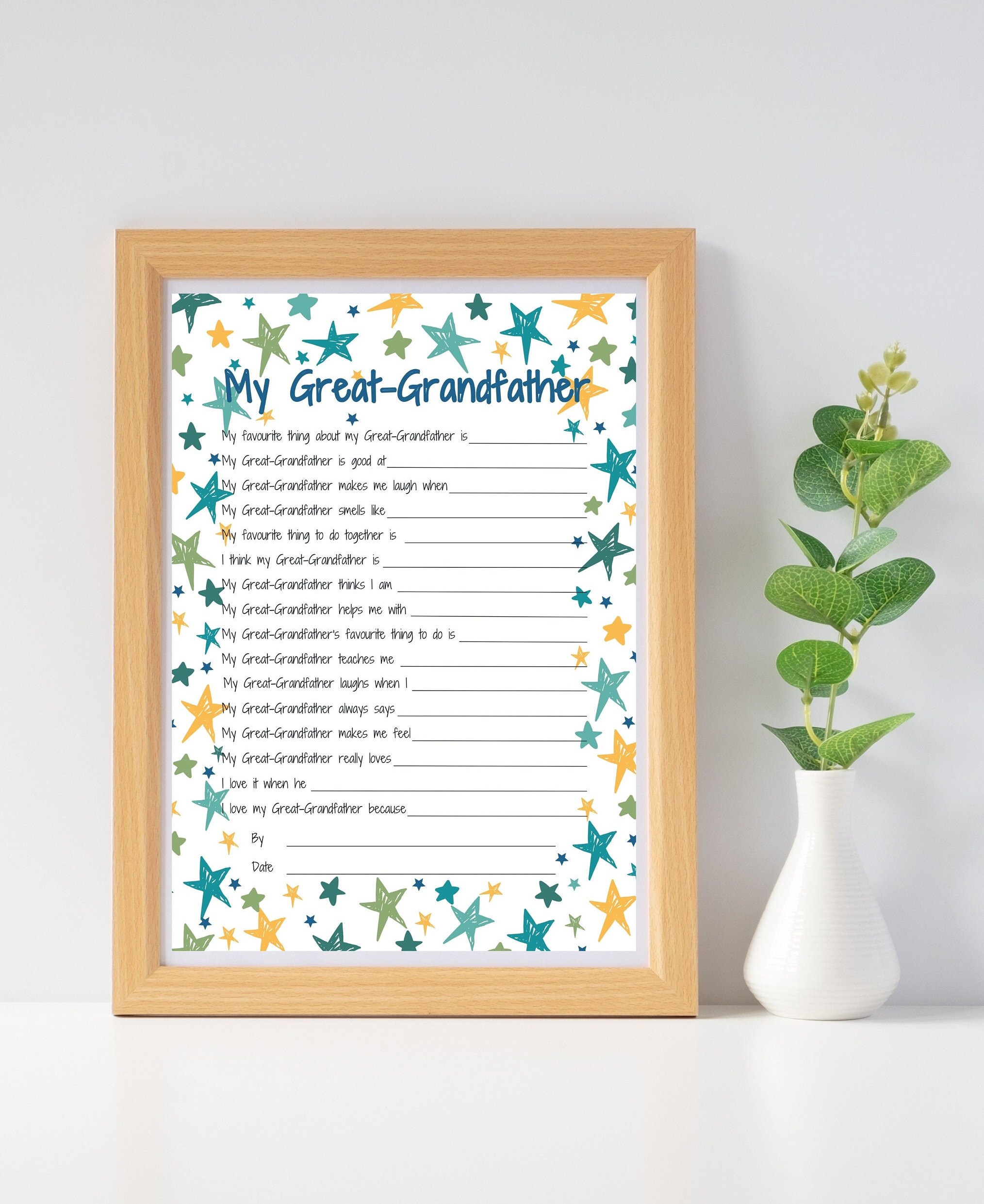 All About My Great-grandfather Printable Fathers Day Gift Idea. Reasons ...
