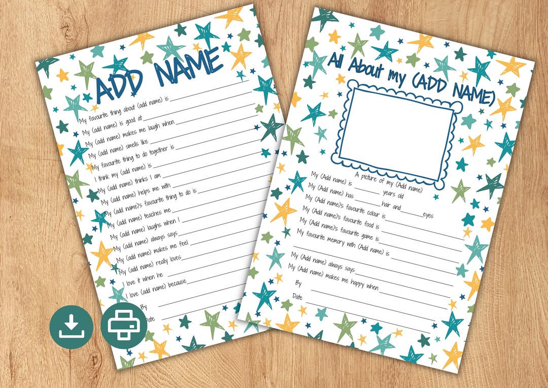 Reasons I Love My custom Name Printable Keepsake Gift Idea. Fathers Day ...