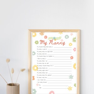 All About My Nanny Printable Mothers Day Gift Idea ~ About My Nanny ...