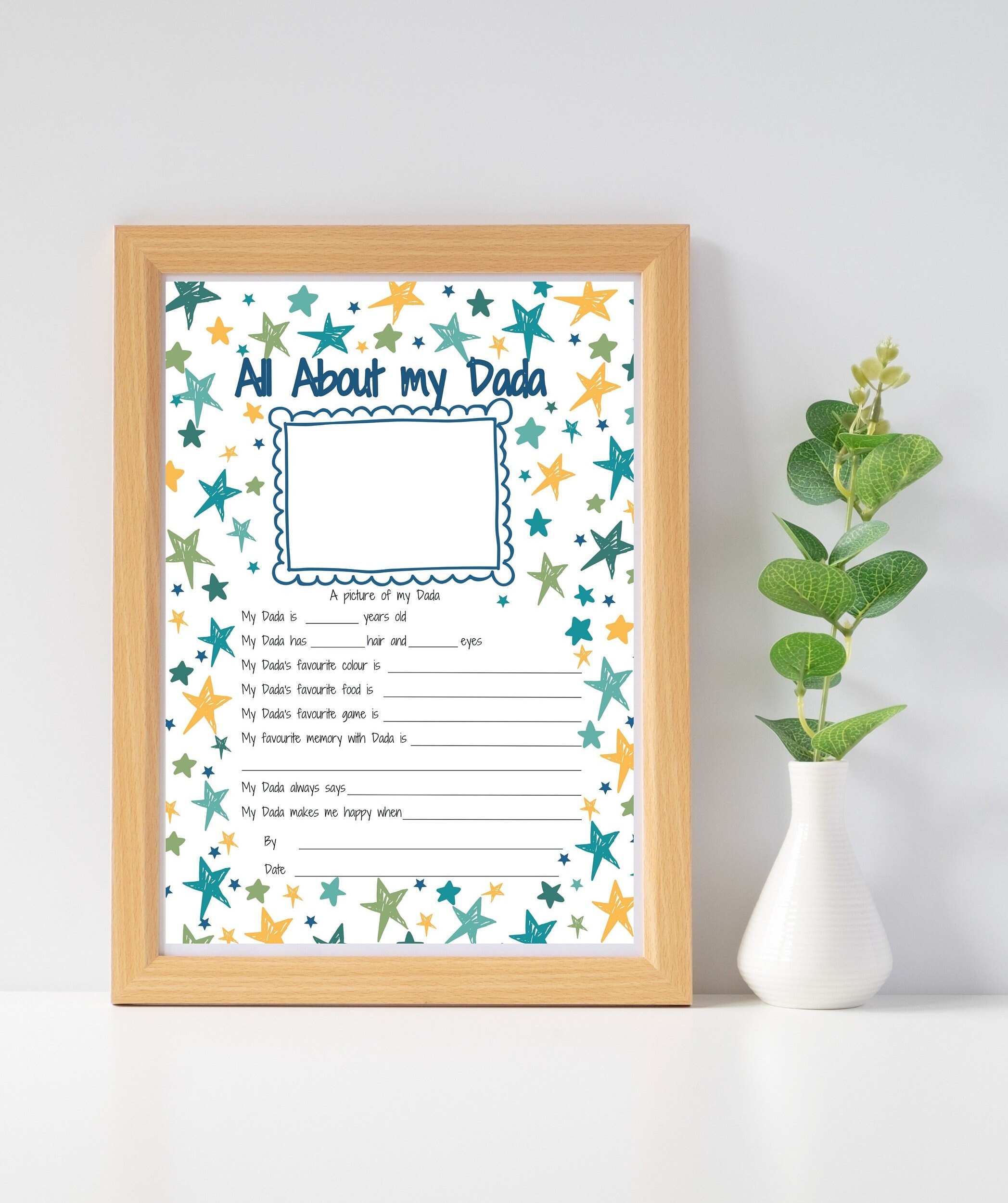 All About My Dada Printable Fathers Day Gift Idea. Reasons I Love Dada ...