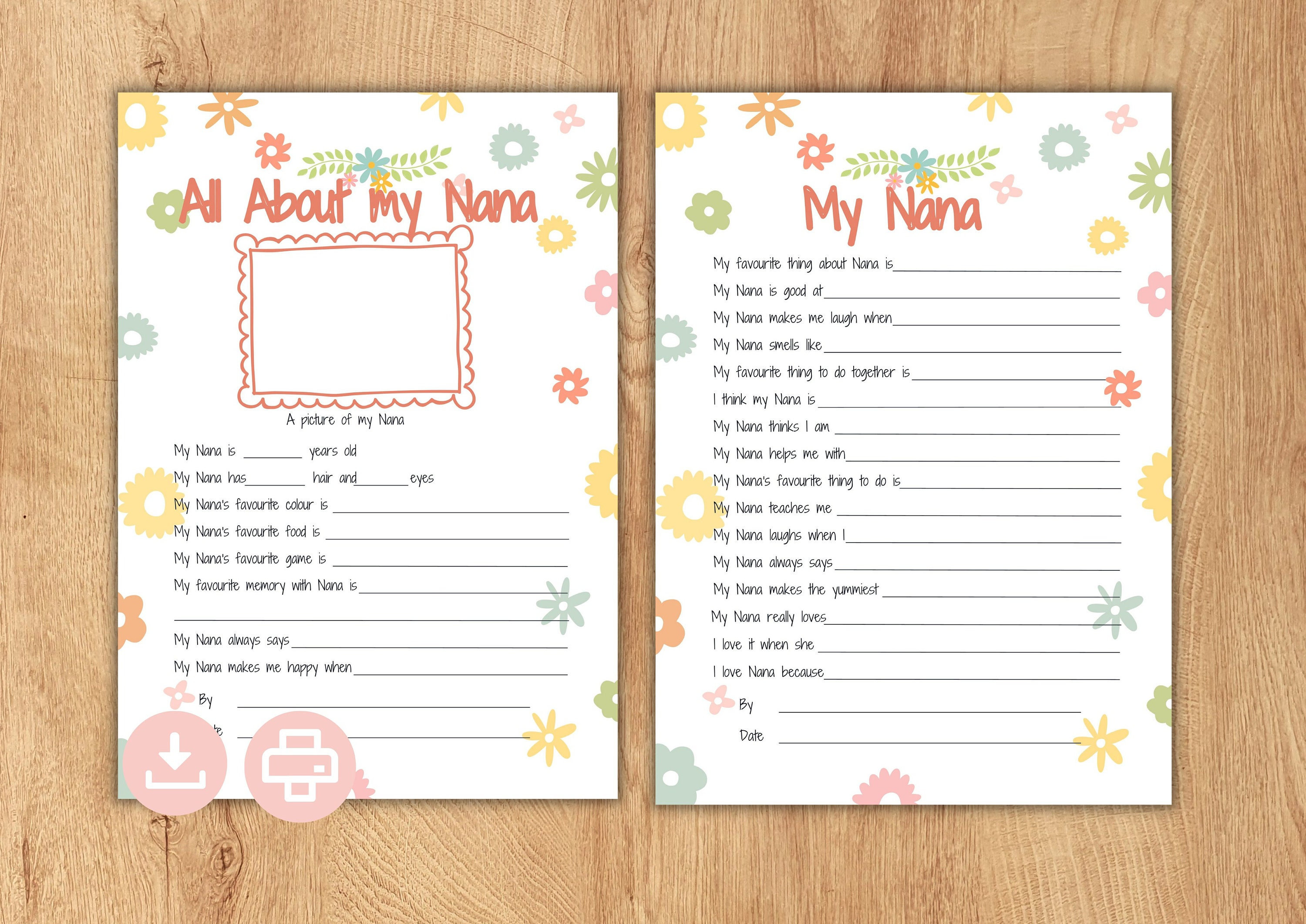 Reasons I Love Nana Printable Keepsake Gift Idea. Mothers Day Activity ...