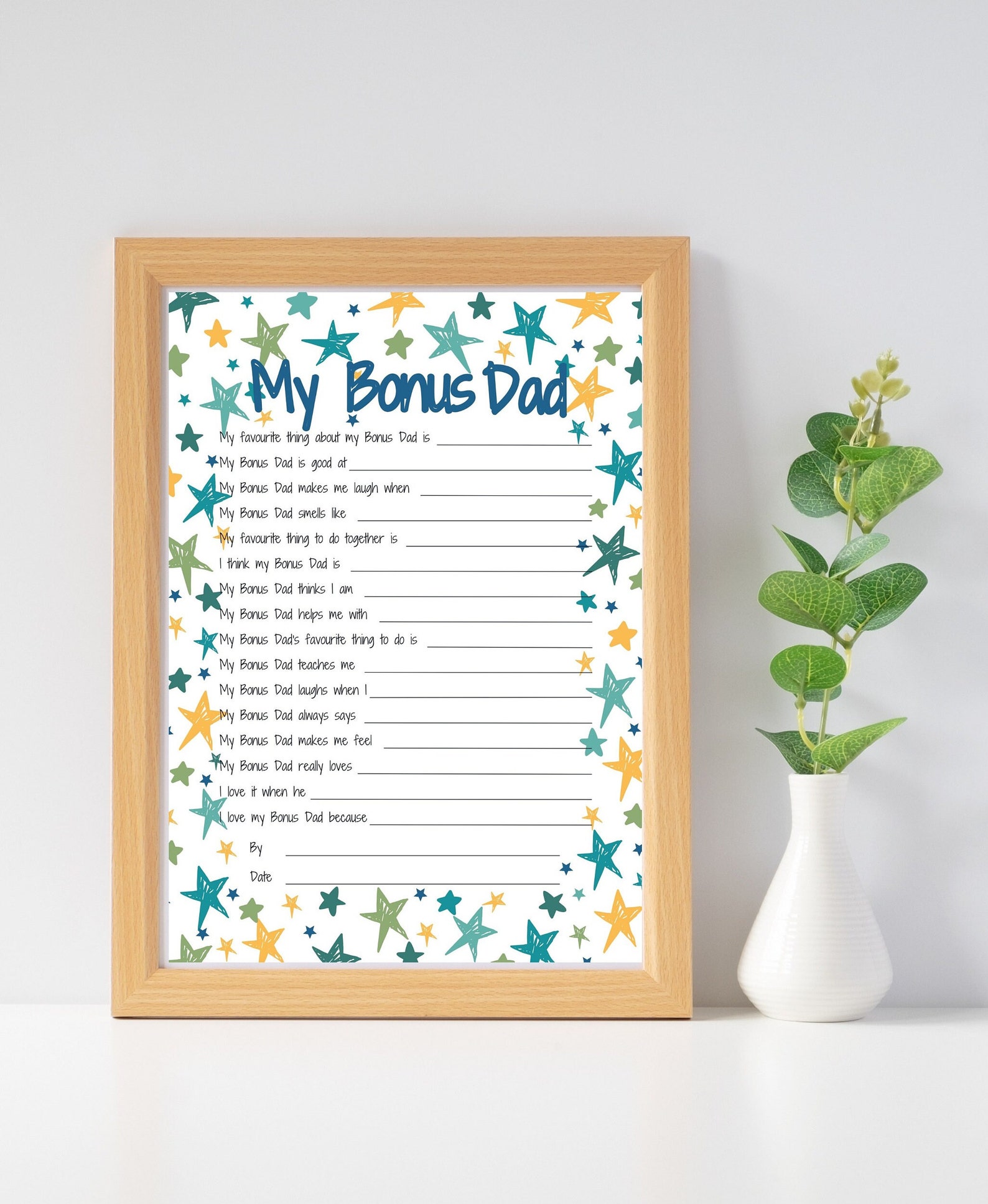 All About My Bonus Dad Printable Fathers Day Gift Idea. Reasons I Love ...