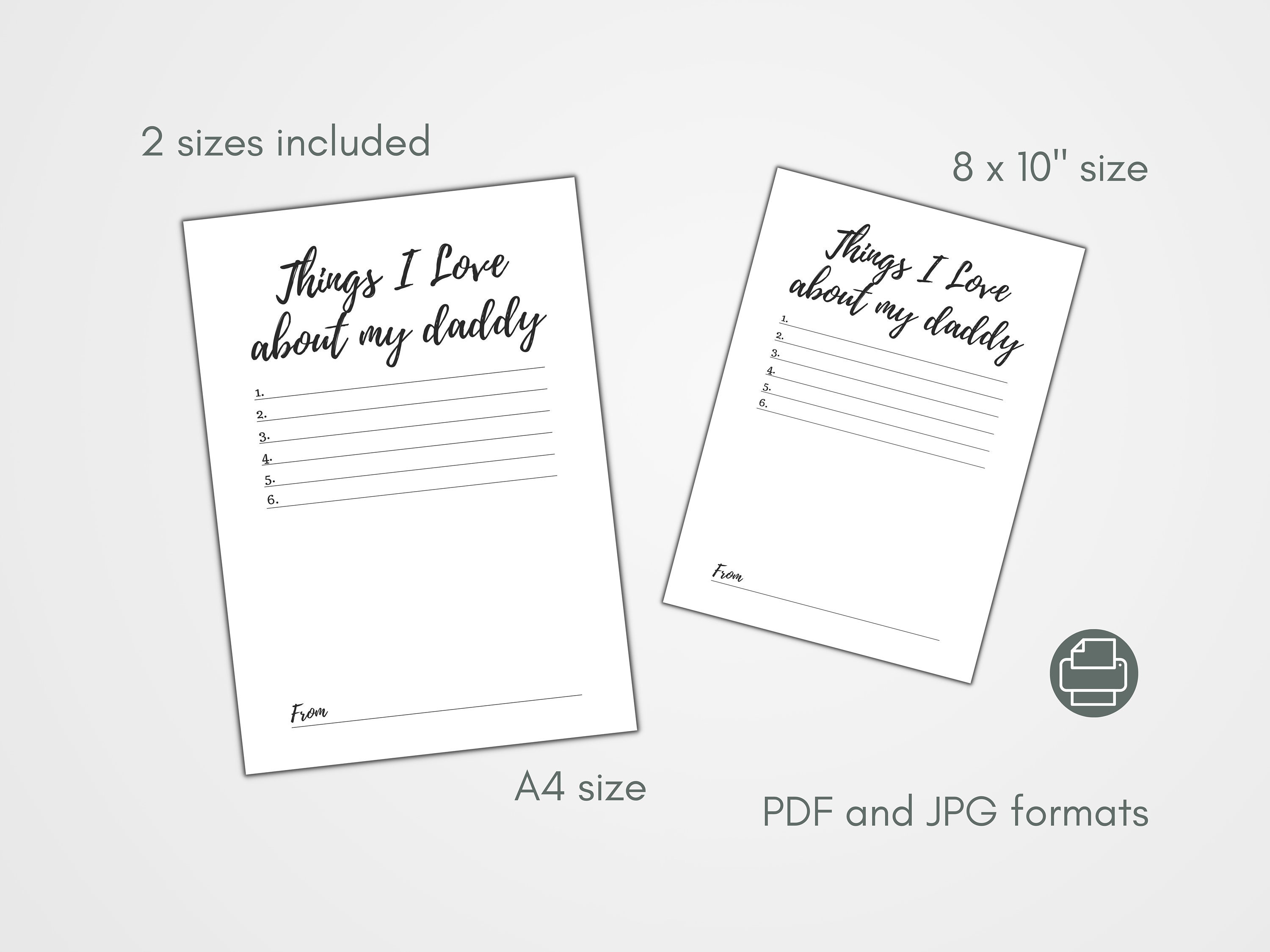 Fathers Day Handprint Keepsake Gift, Reasons I Love Daddy, Personalized ...