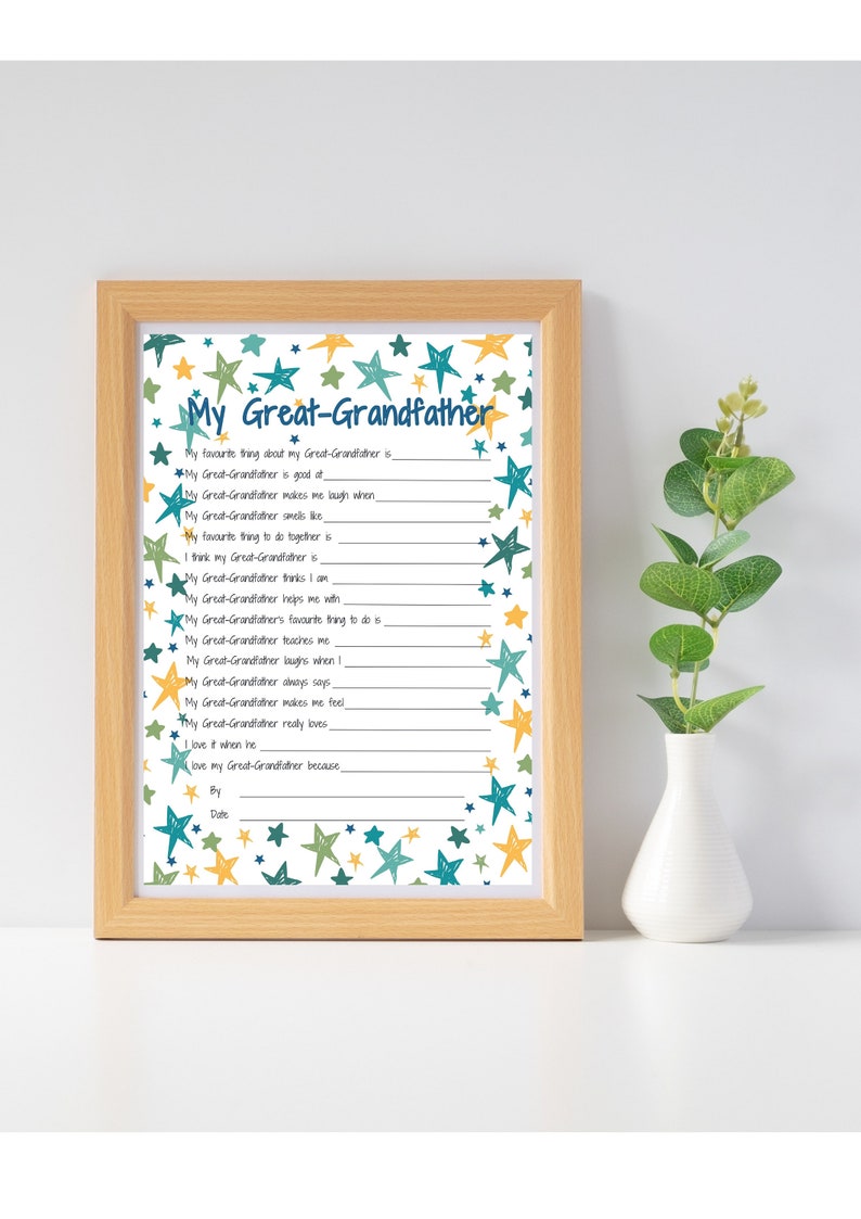 All About My Great Grandfather Printable Gift Idea. Father's Day Craft ...