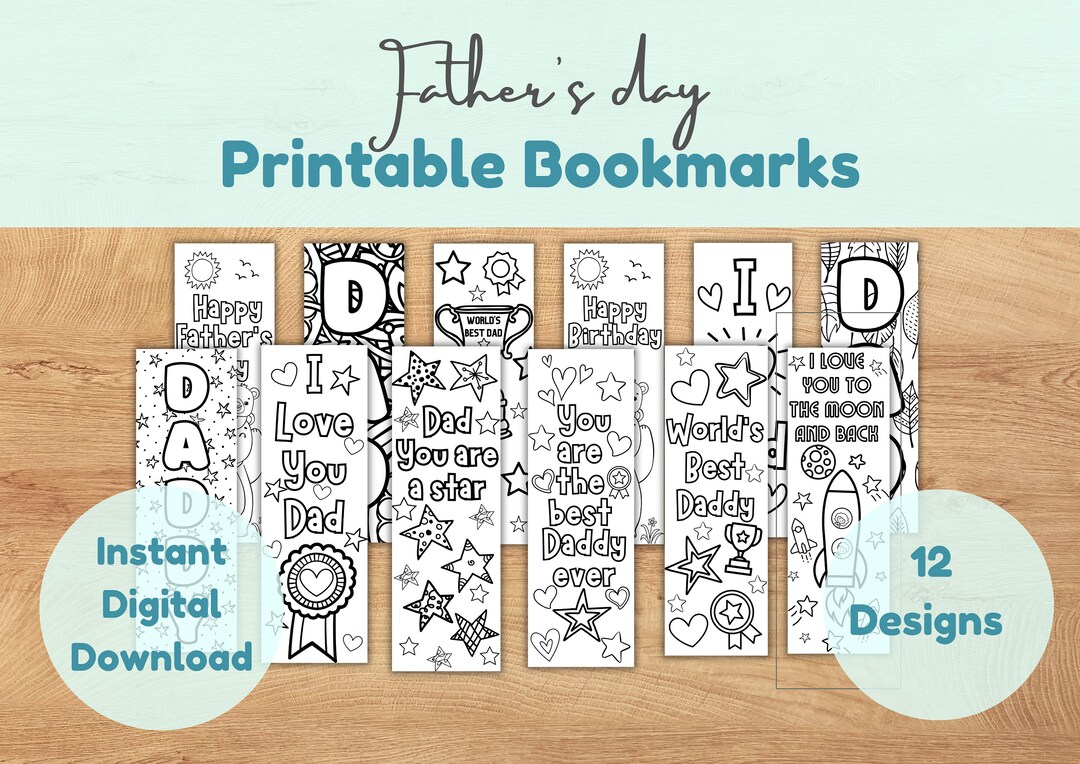Printable Father's Day Coloring Bookmarks Craft Activity Gift Idea for ...