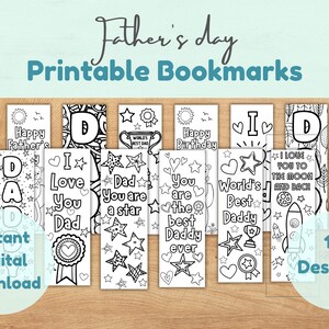Printable Father's Day Coloring Bookmarks Craft Activity Gift Idea for ...