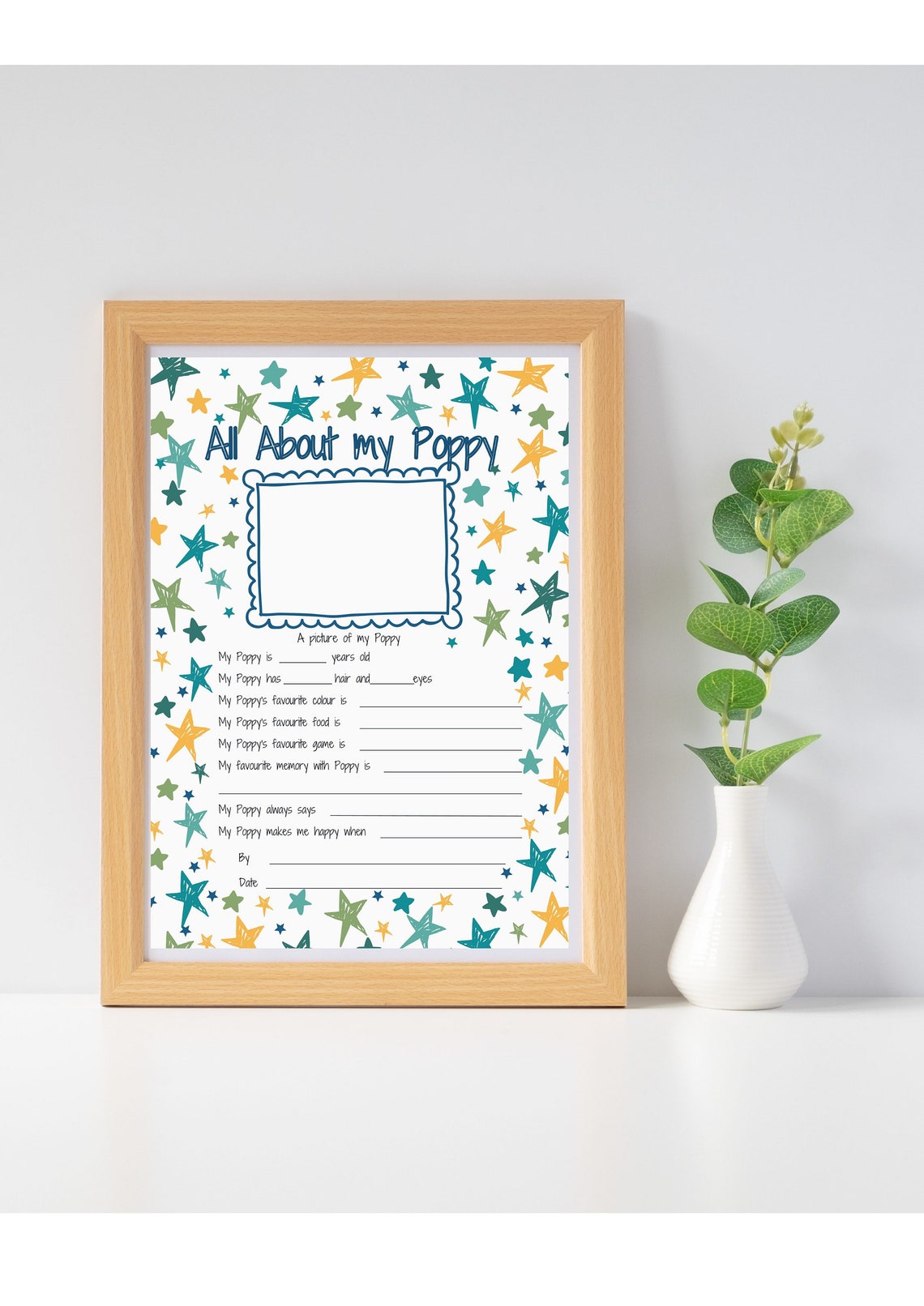All About My Poppy Printable Fathers Day Gift. Reasons I Love My Poppy ...