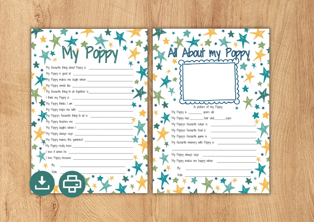 Reasons I Love Poppy Printable Keepsake Gift Idea for Father's Day ...
