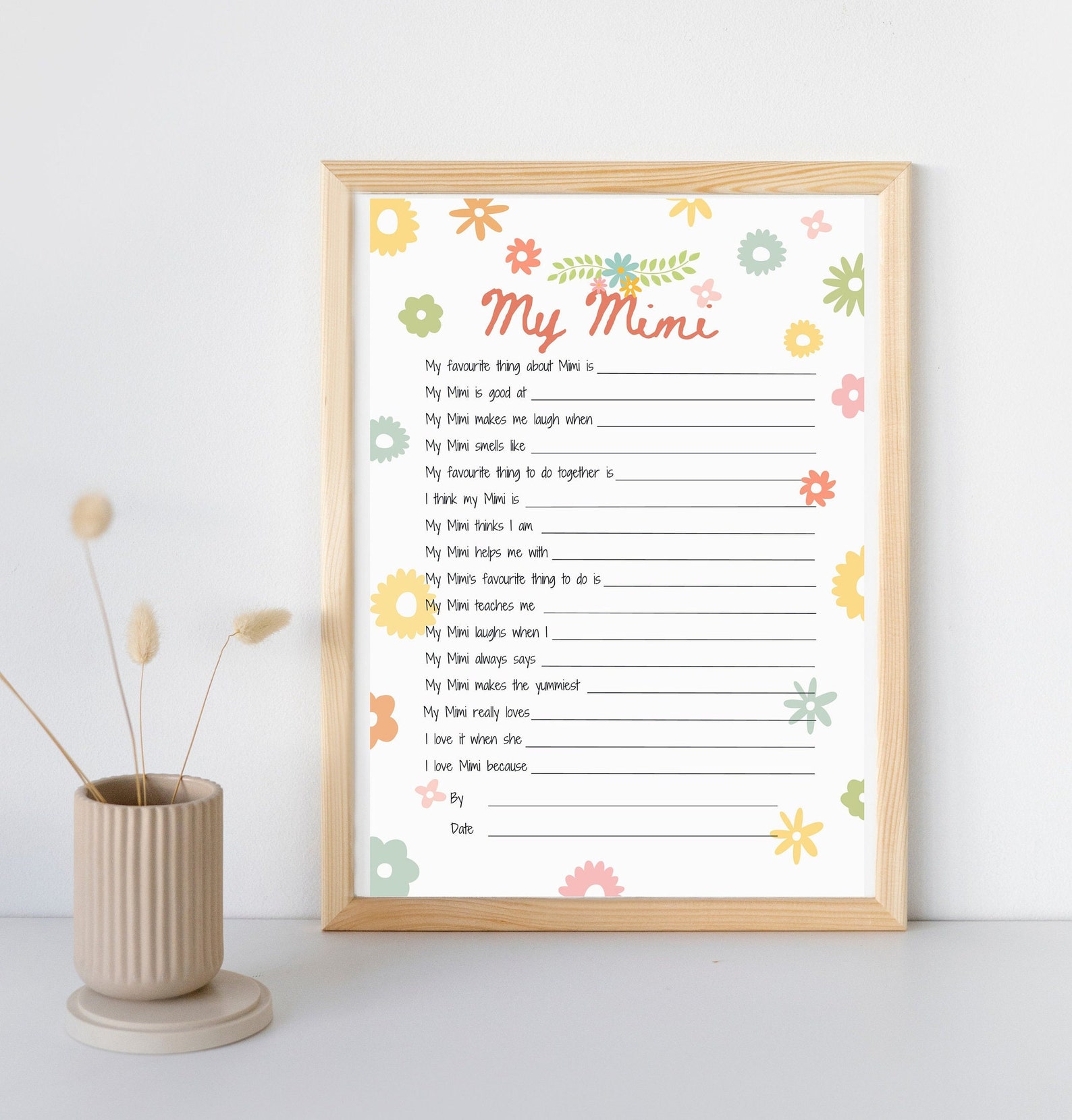 All About My Mimi Printable Mothers Day Gift Idea. Reasons I Love Mimi Craft Activity Keepsake ...