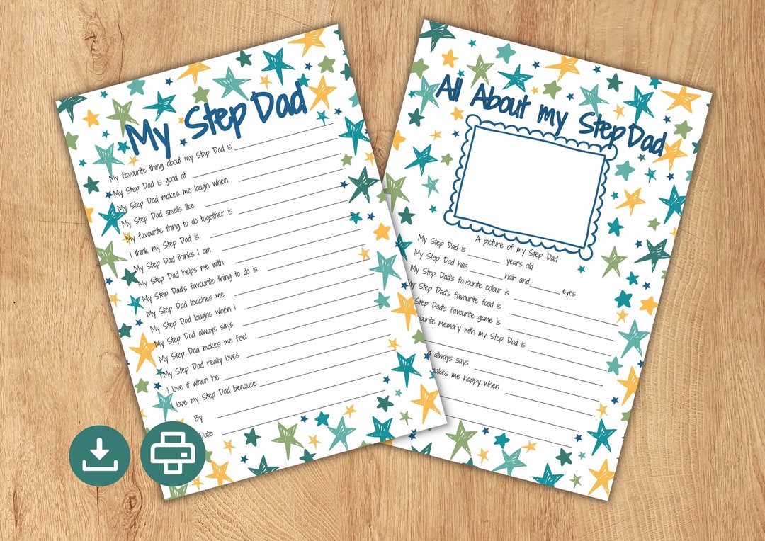 Reasons I Love My Step Dad Printable Keepsake Gift Idea for Father's ...