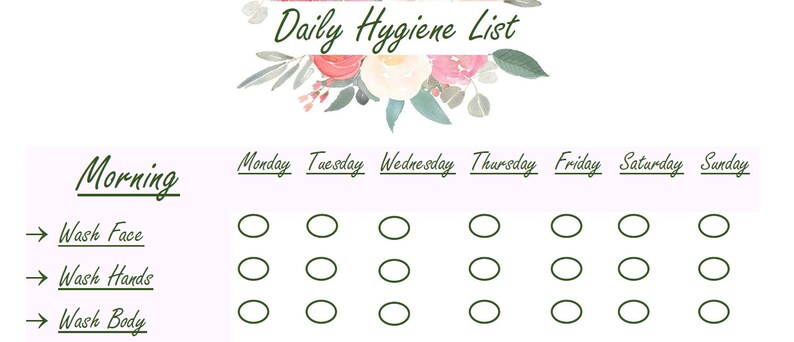 Daily Hygiene Checklist - Etsy