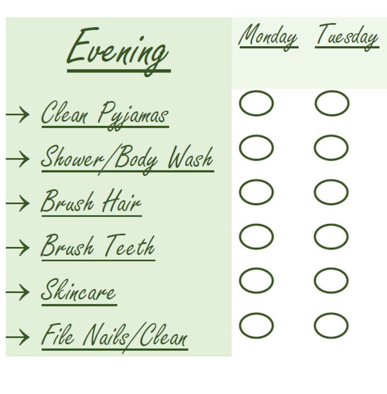 Daily Hygiene Checklist - Etsy