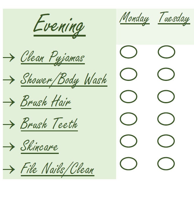 Daily Hygiene Checklist - Etsy