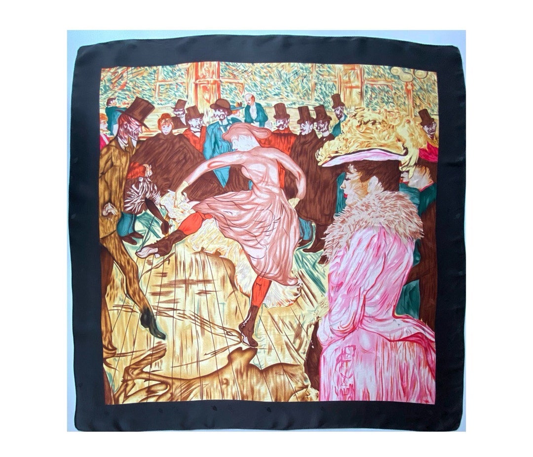 Vintage at the Moulin Rouge the Dance Silk Square Scarf Toulouse ...
