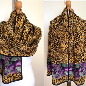 Vintage Codello Silk Luxury Long Scarf Shawl Purple Mint Black Golden ...