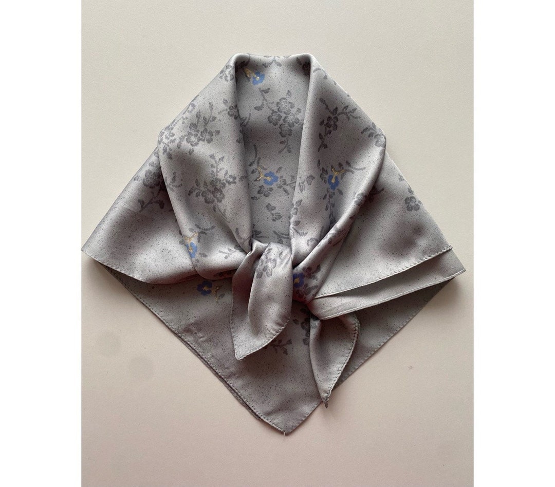 Vintage Italian Bandana Grey Silver Handkerchief Small Square - Etsy