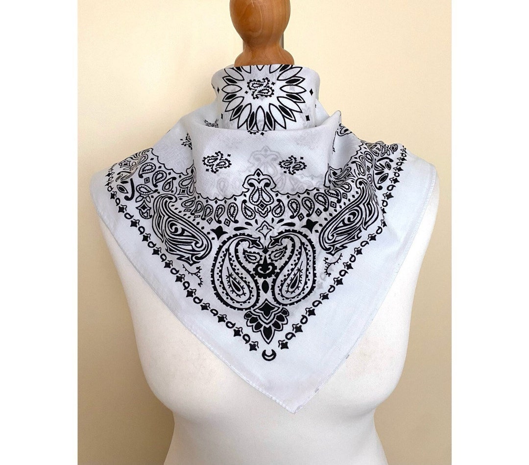 Vintage 70s 80s Cotton Bandana Small Square Scarf Paisley Folk ...