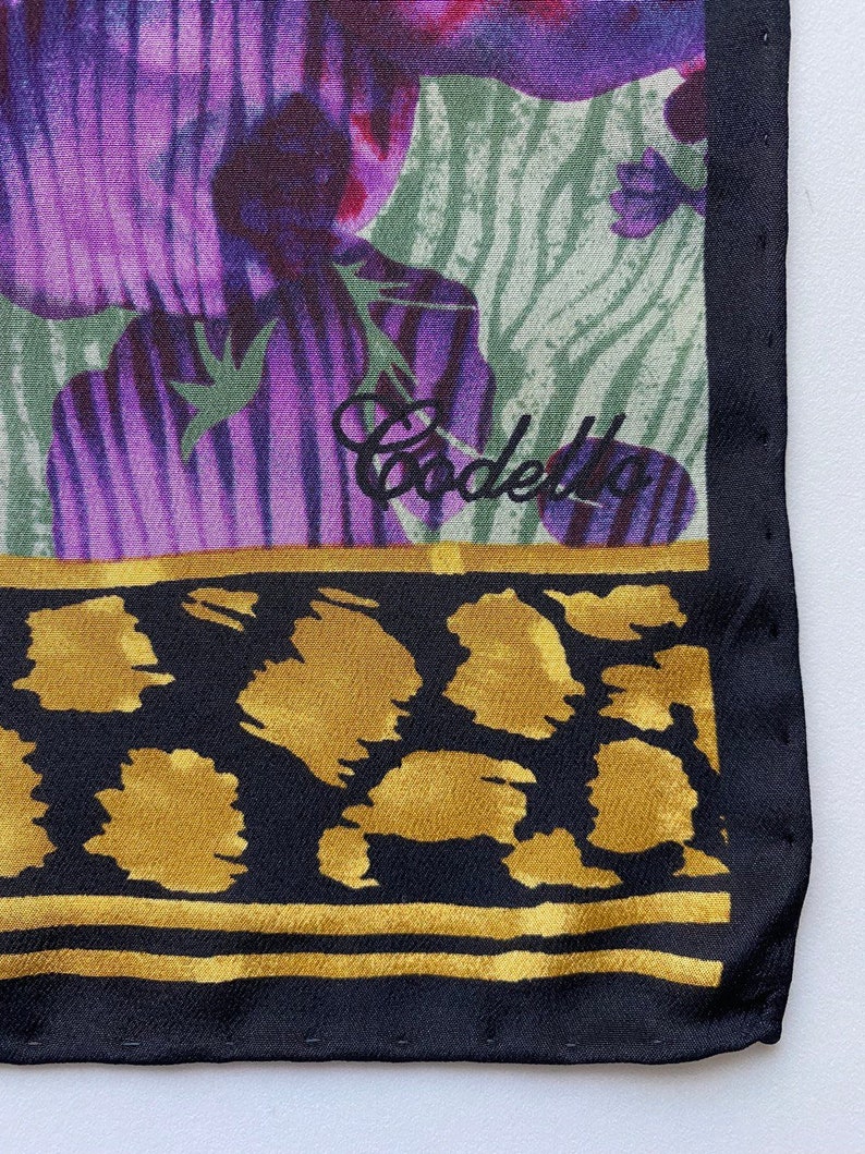 Vintage Codello Silk Luxury Long Scarf Shawl Purple Mint Black Golden ...