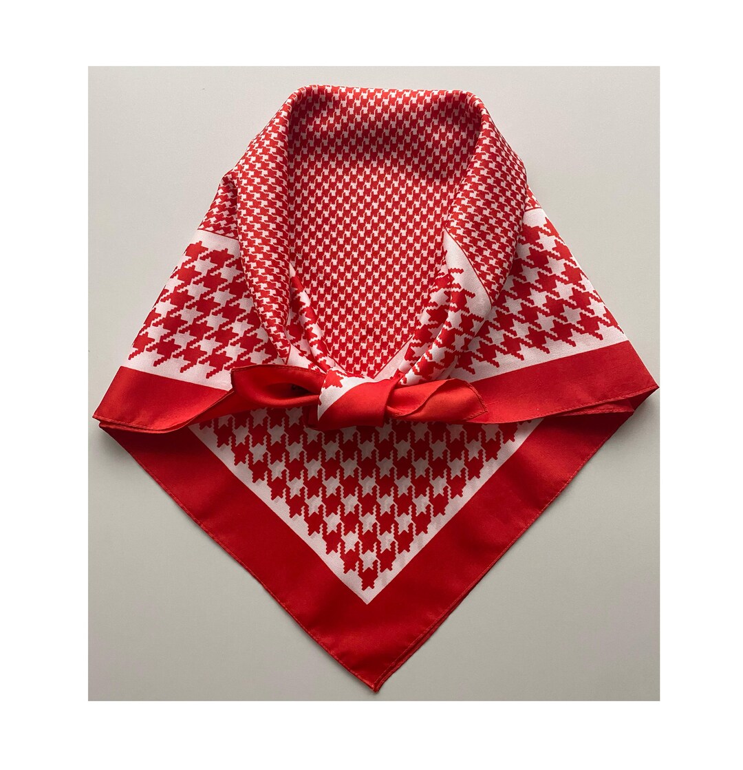 Vintage Plaid Square Scarf Red White Meunier Neckerchief 31x31, 78x78 ...