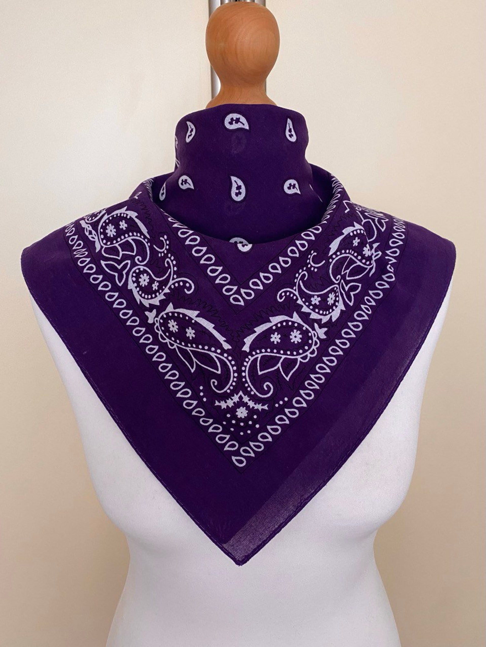 Vintage 2 Pieces Cotton Bandana 70s 80s Small Retro Scarf Paisley ...