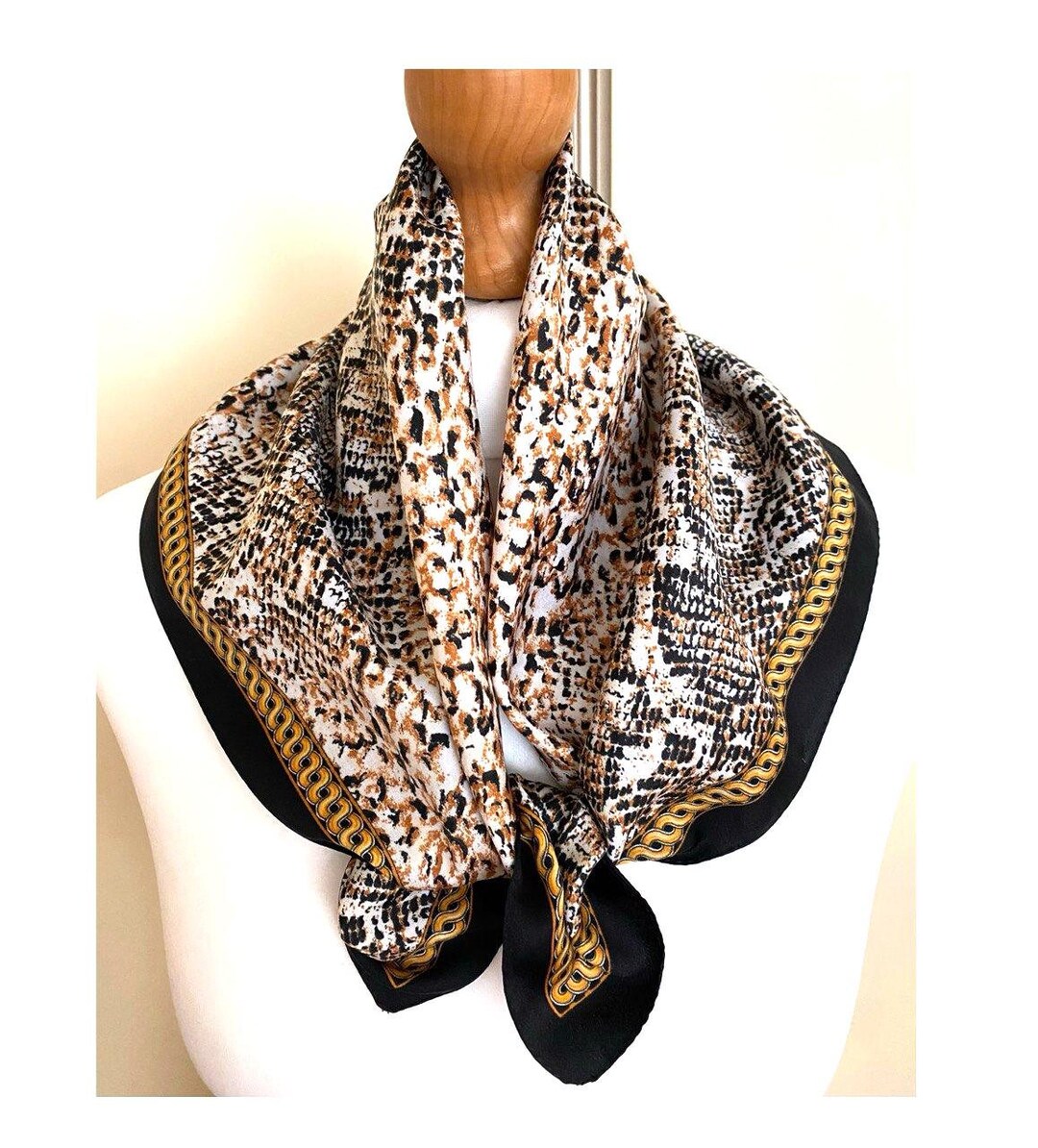 Vintage Italy Made 90s Bandana Snake Skin Print Handkerchief Hair Scarf ...