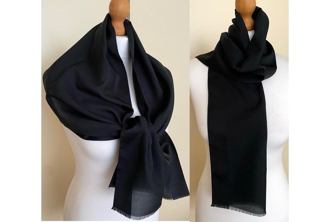 Vintage Desiree Long Scarf Unisex Black Oblong Scarf Shawl, 11x55 ...