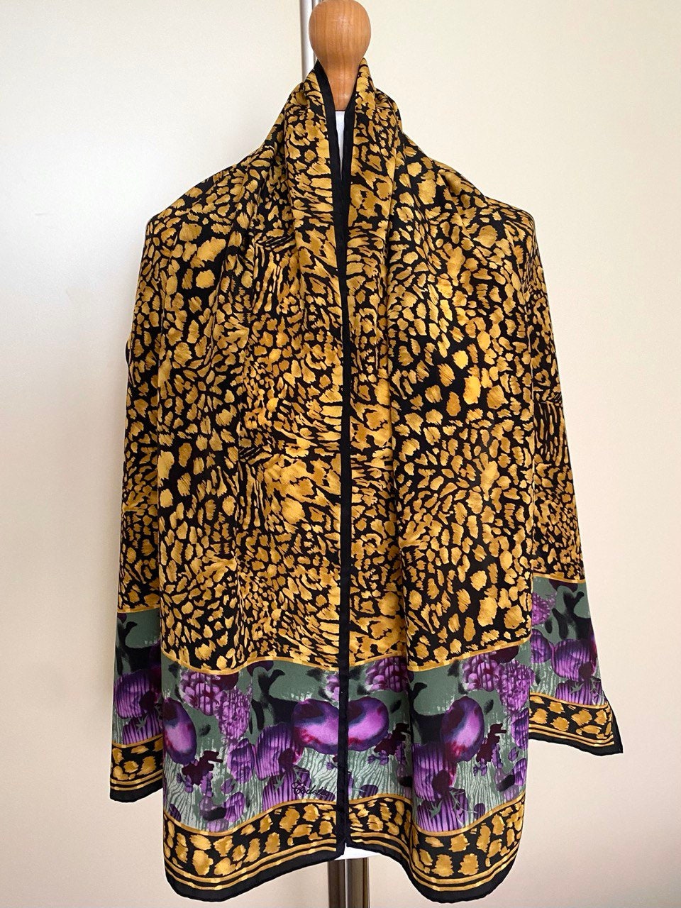 Vintage Codello Silk Luxury Long Scarf Shawl Purple Mint Black Golden ...
