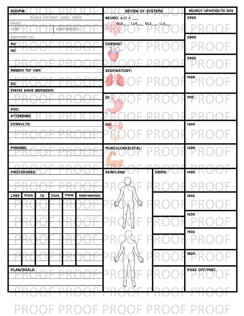 Nursing Report Sheet #1 - Etsy