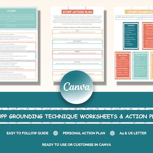 STOPP Grounding Technique Worksheets, Coping Skills Worksheet, Therapy ...